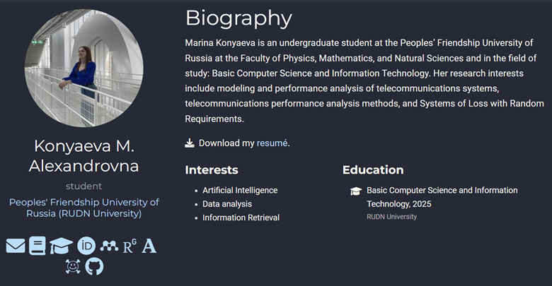 Individual project personal site of a researcher | Academic